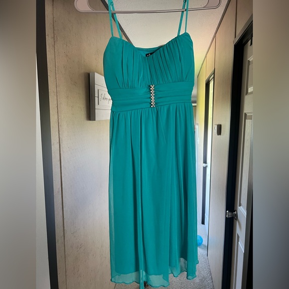 Ruby Rox | Dresses | Ruby Rox Green Embellished Pleated Mini Gown ...